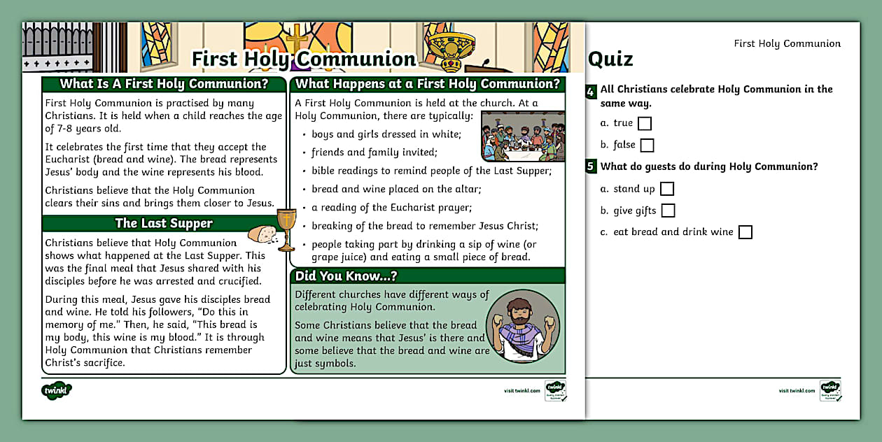 First Holy Communion Facts | Fact File and Quick Quiz | KS1