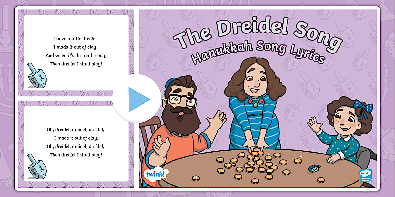 Dreidel Song Lyrics PowerPoint (teacher made) - Twinkl
