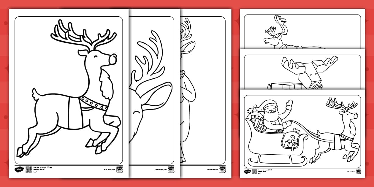 Reindeer Colouring Pages | Worksheets - Twinkl