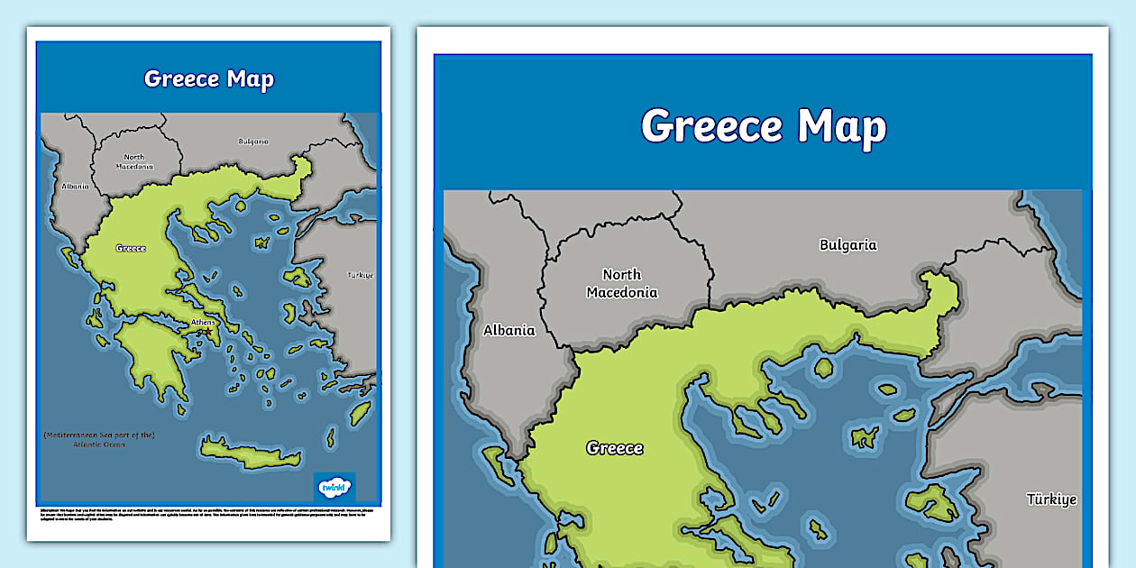 Map of Greece Display Poster │ KS1 │ Greece Display Map