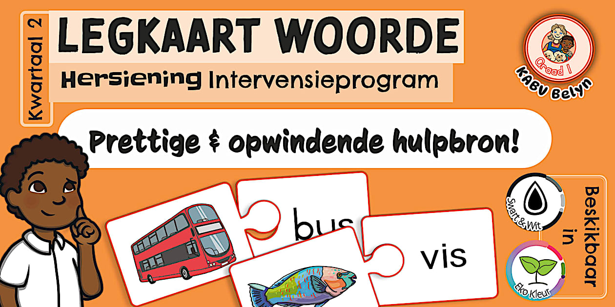 G1 Klanke - K1 - Hersiening - Intervensie - Legkaart Woorde (KABV)