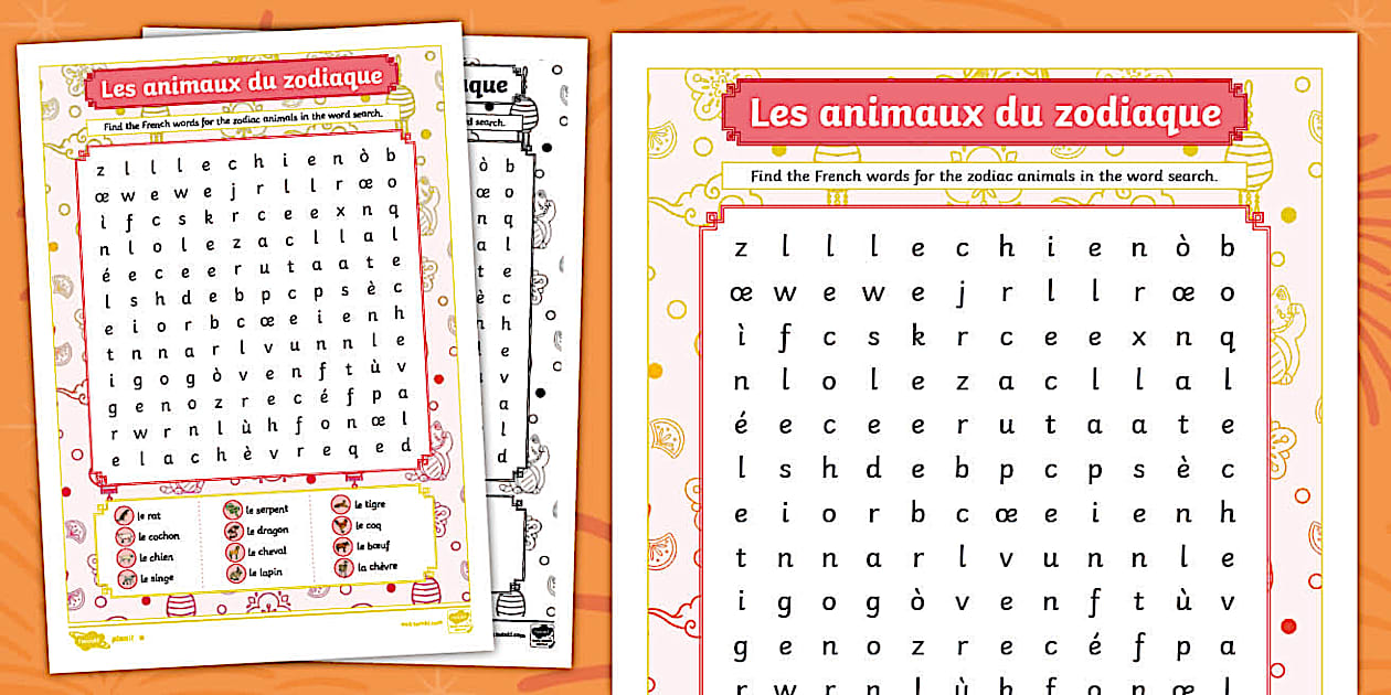 👉 French: Lunar New Year Word Search