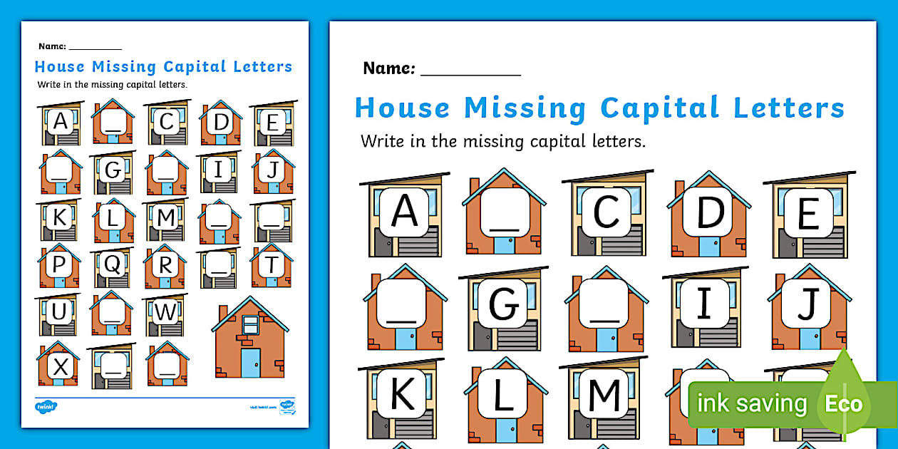 House Missing Capital Letters Worksheet (teacher made)