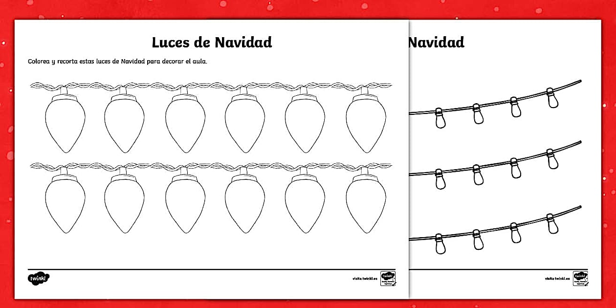 Hojas de colorear: Luces de Navidad (teacher made) - Twinkl
