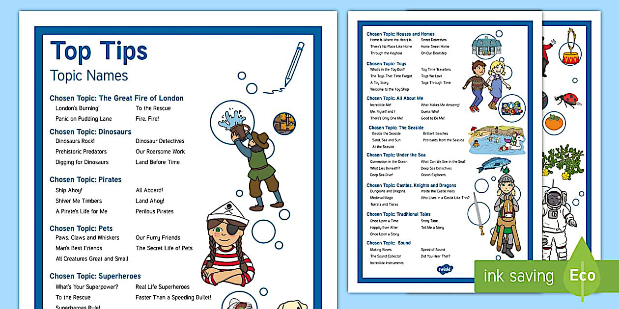 Topic Titles KS1 - Inspiration & Top Tips (teacher made)