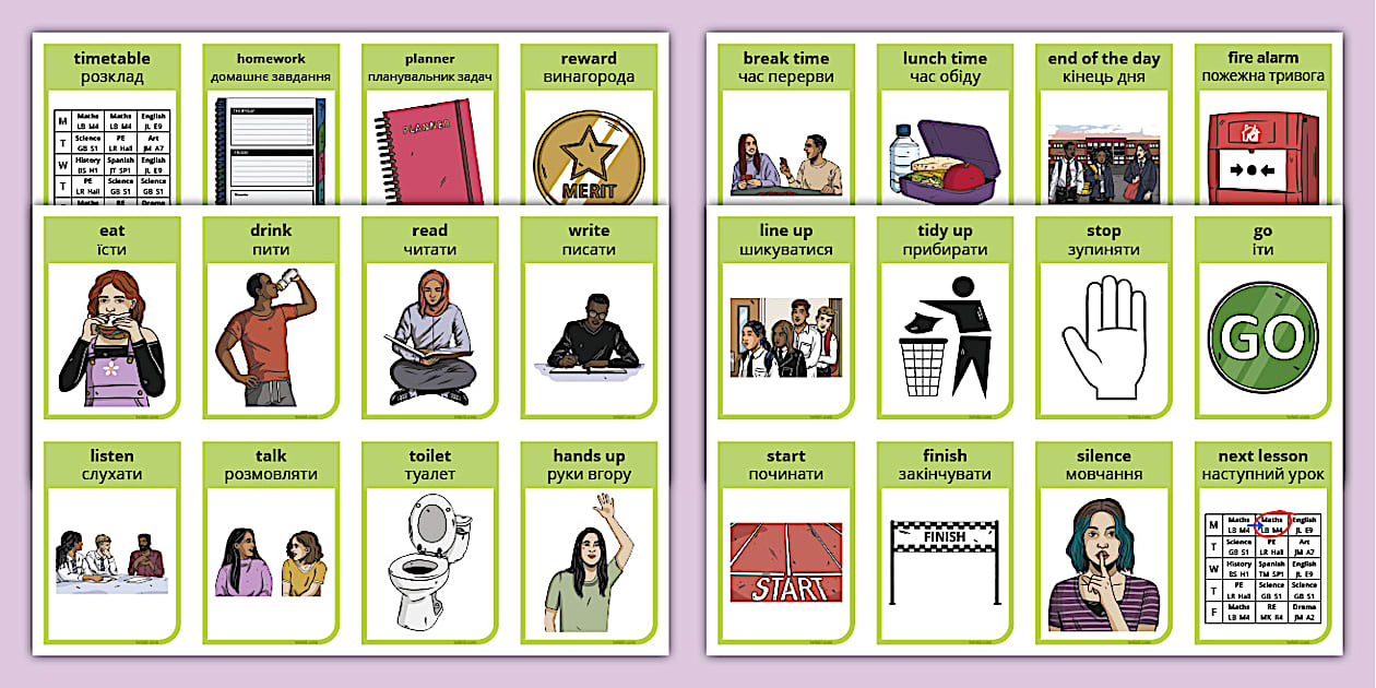 Ukrainian - Older Learners: New to English Instruction Cards
