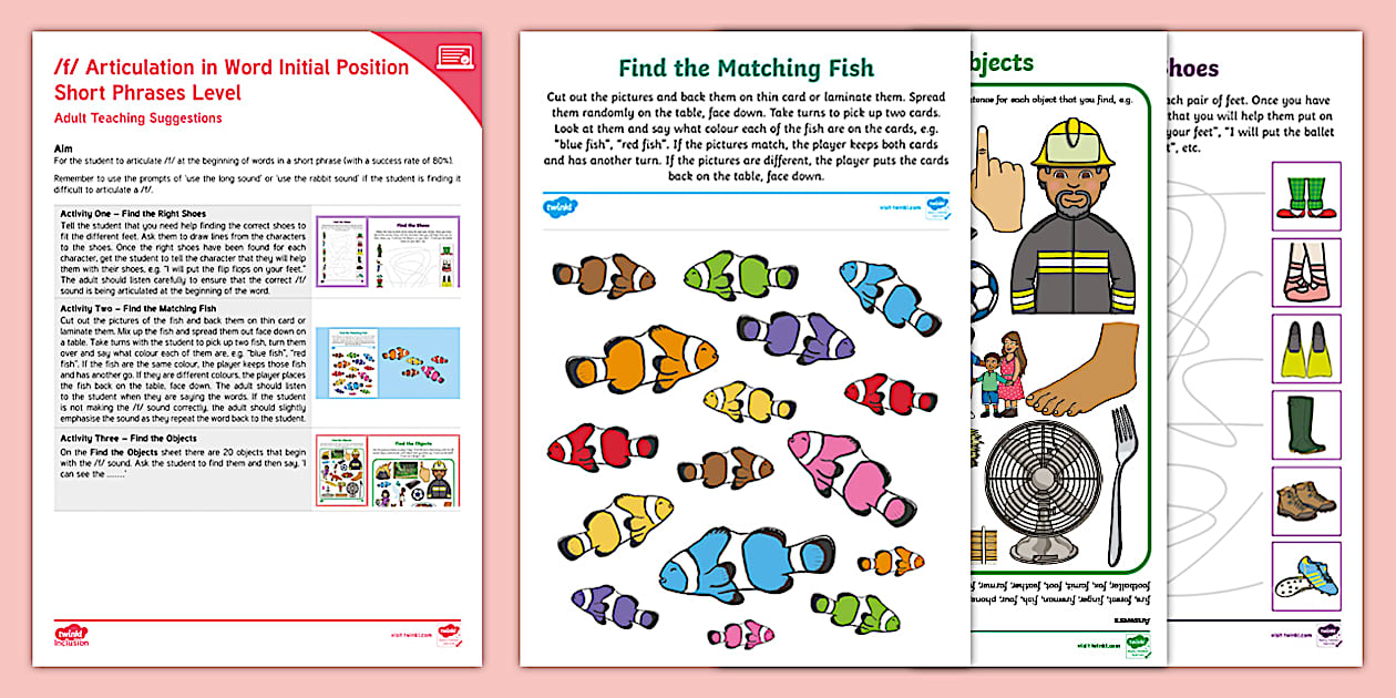 /f/ Sound Articulation | Short Phrases Activity Pack