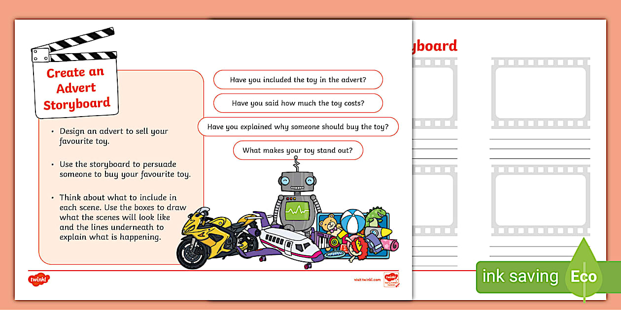 Create an Advert Storyboard - KS1 (teacher made) - Twinkl