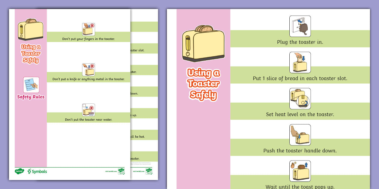 Twinkl Symbols: Using a Toaster Safely Visual Schedule