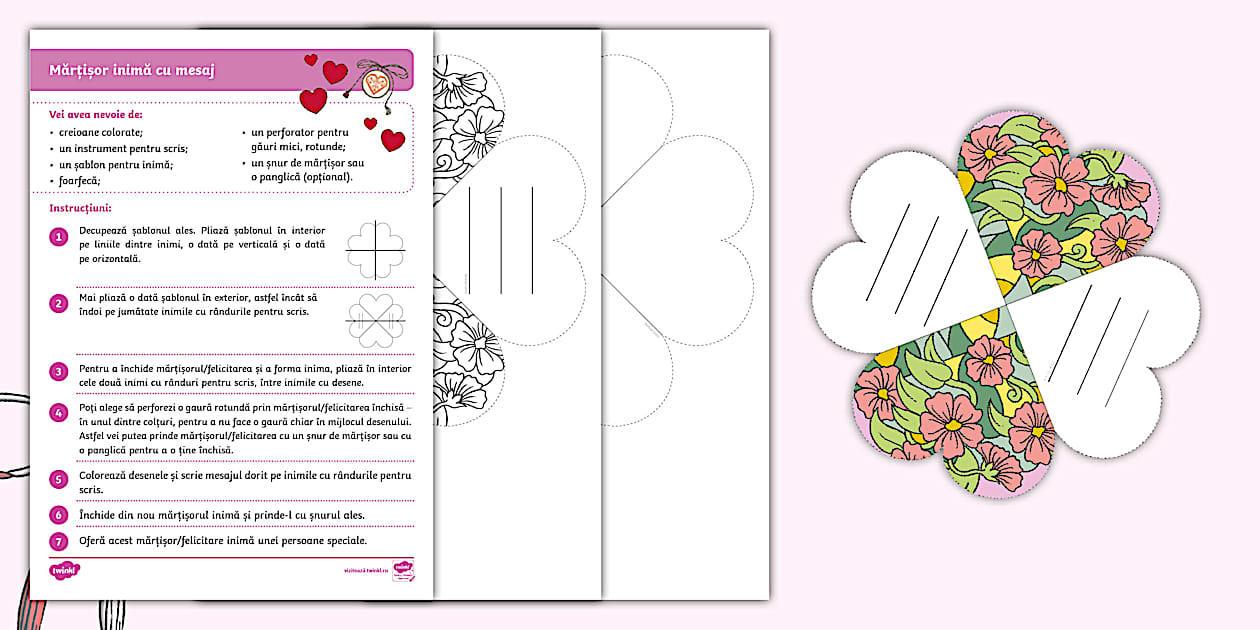 1 Martie Mărțișor inimă cu mesaj Felicitare AVAP