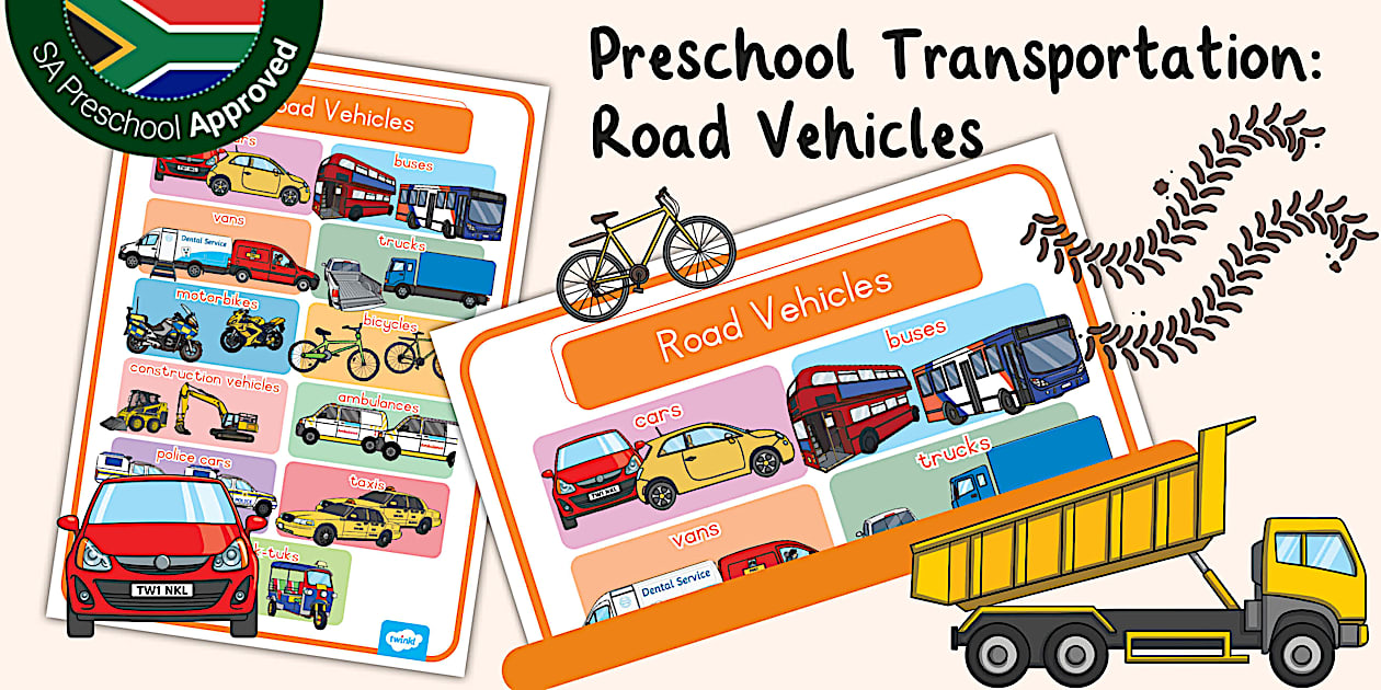 Preschool- Transportation: Road Vehicles- Display Poster