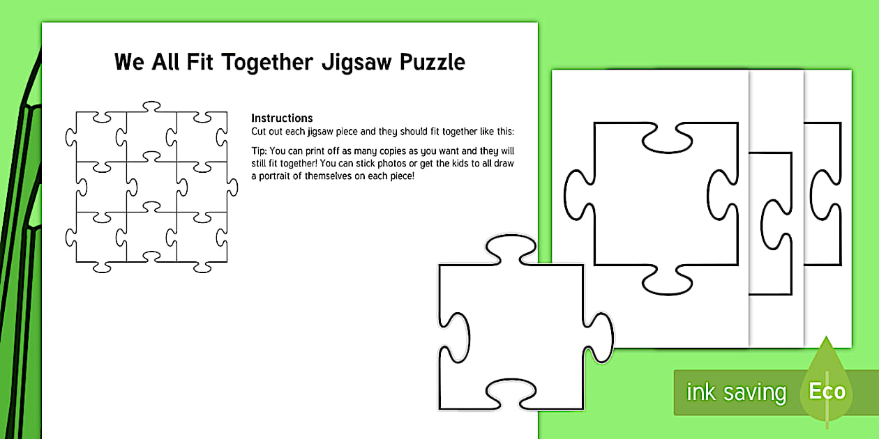 Editable We All Fit Together Class Portrait Jigsaw Puzzle