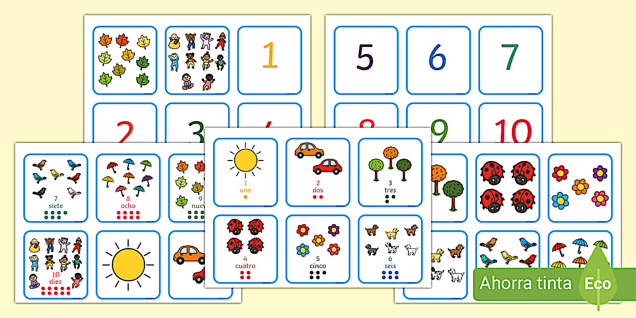 ¡Contemos! Tarjetas de números del 1 al 10 - Twinkl