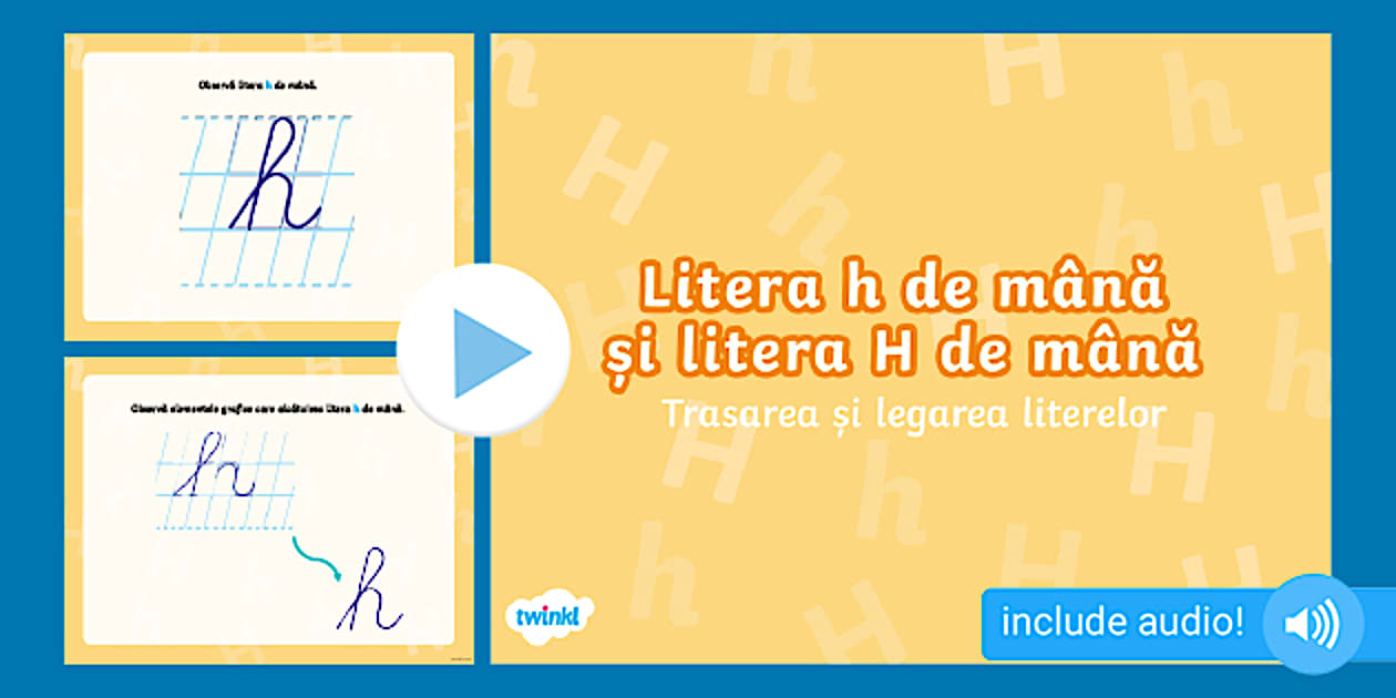 Litera h și litera H de mână: Trasare și legare - Twinkl
