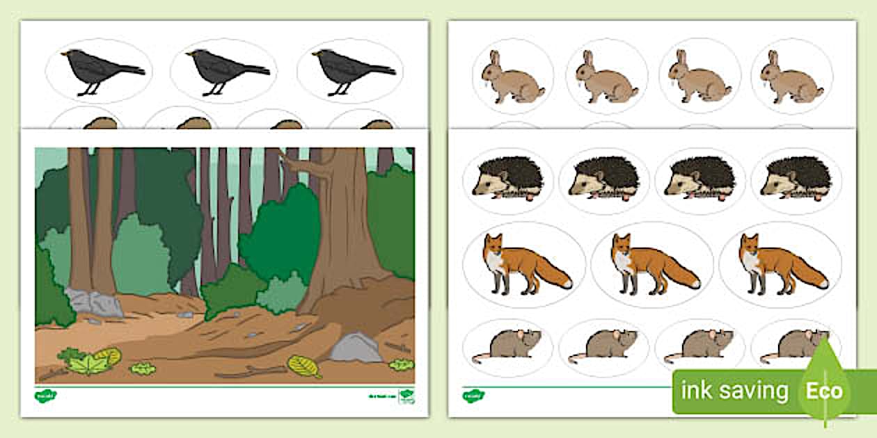 Black and White Woodland Cutting Skills Activity - Twinkl