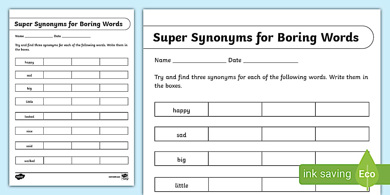Super Boring Synonyms for Boring Words Activity | KS1 Twinkl