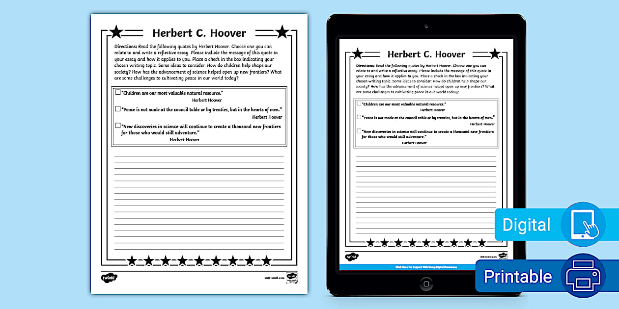 Eighth Grade Herbert Hoover Writing Connection - Twinkl