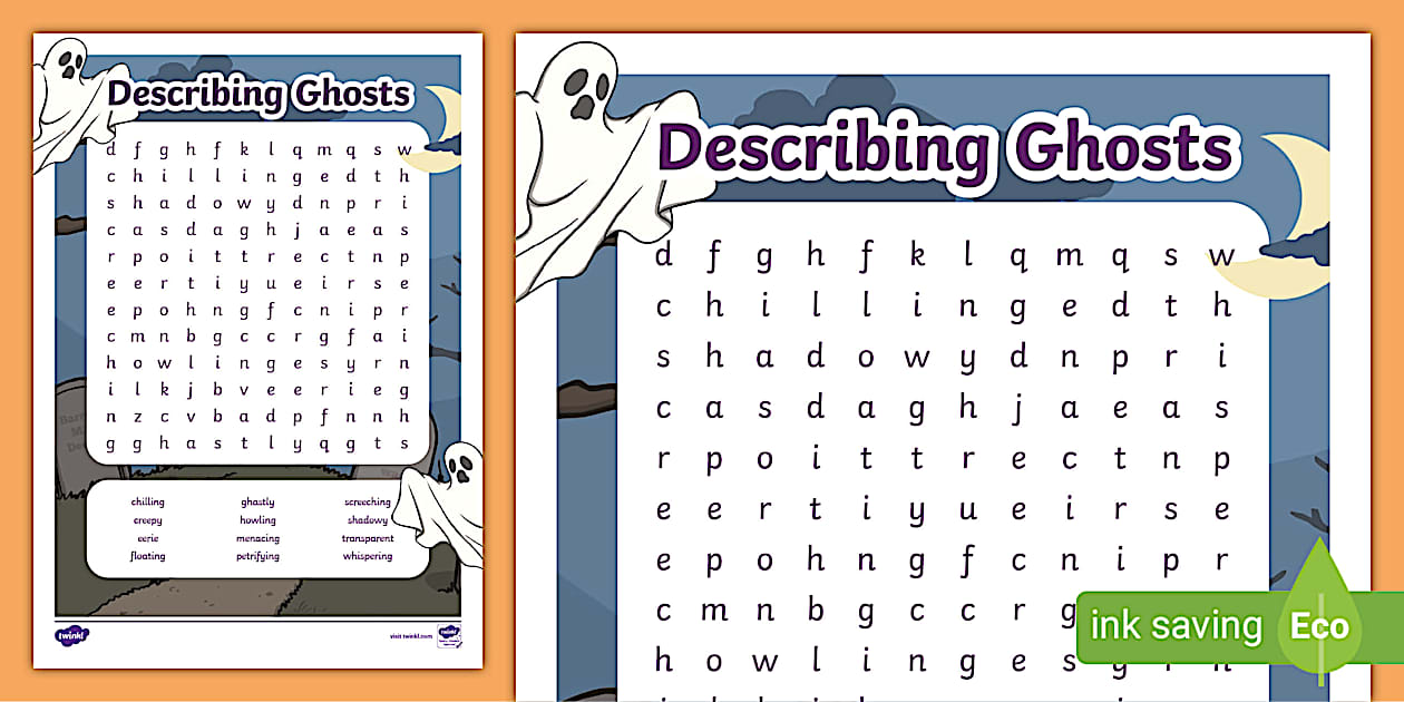 Ghost Description Word Search - KS1 - Writing - Halloween