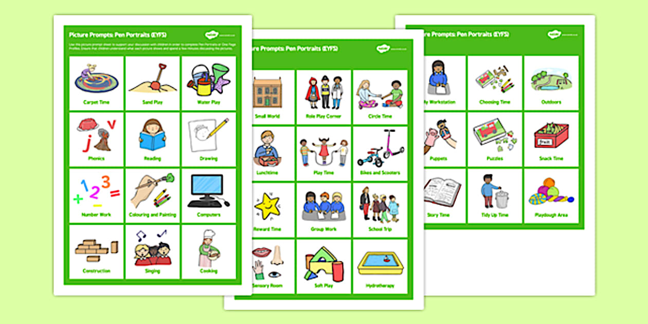 Picture Prompt Sheet for Pen Portraits EYFS Version - Twinkl