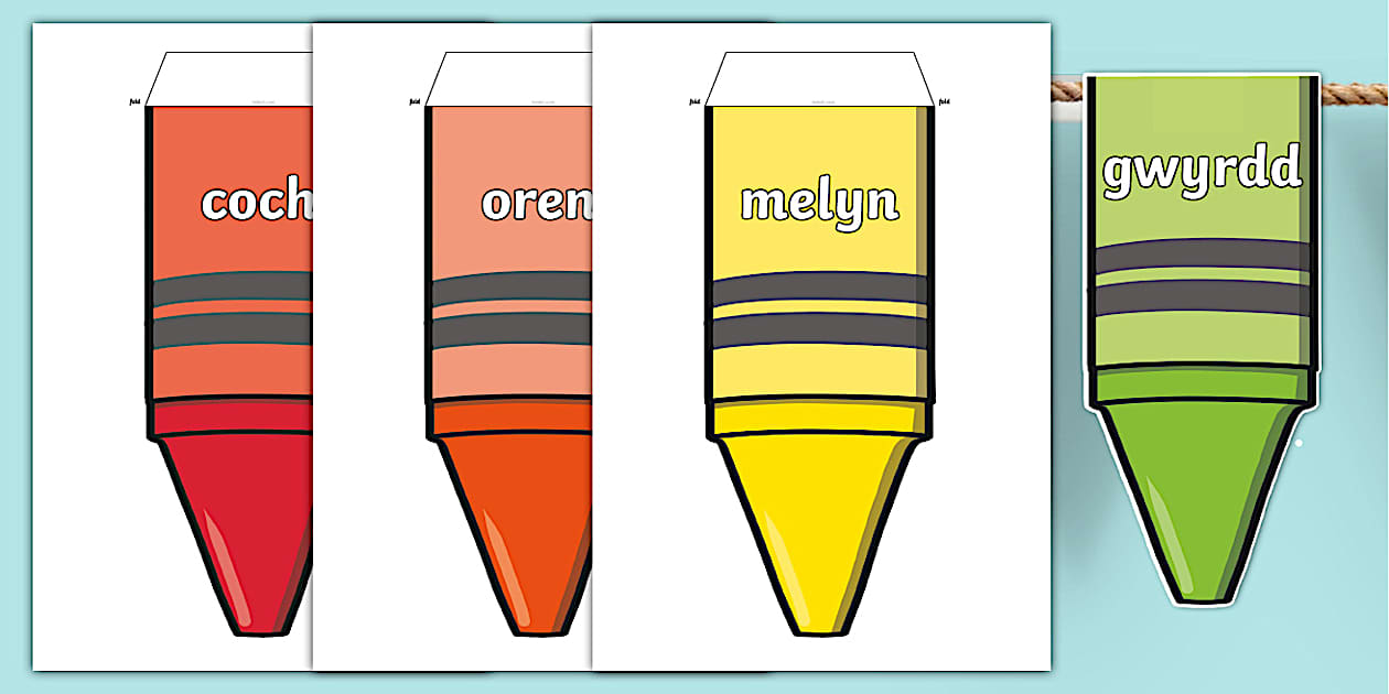 Cursive Welsh Colours on Pencils Bunting (teacher made)