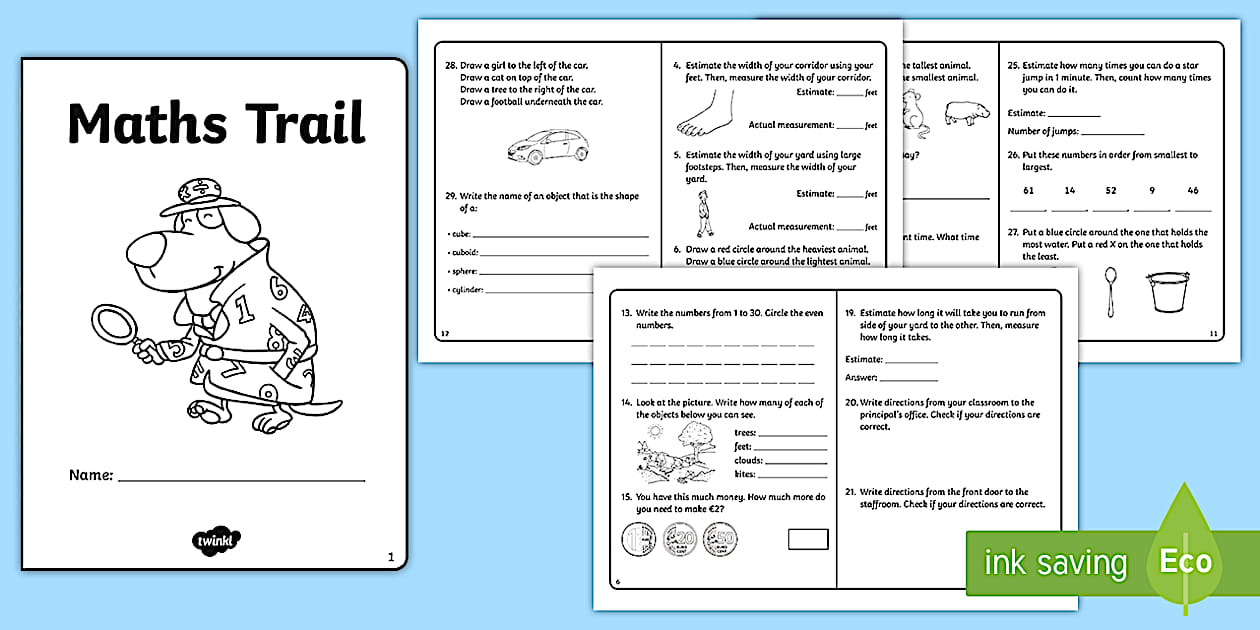 Editable Maths in Our School Environment for 1st & 2nd Class Booklet