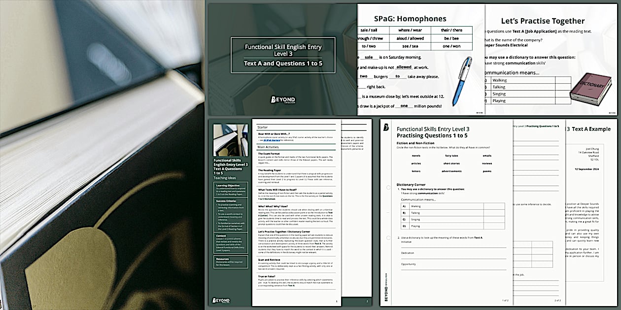 Functional Skills - Entry Level 3: Reading Paper - Text A and Questions ...