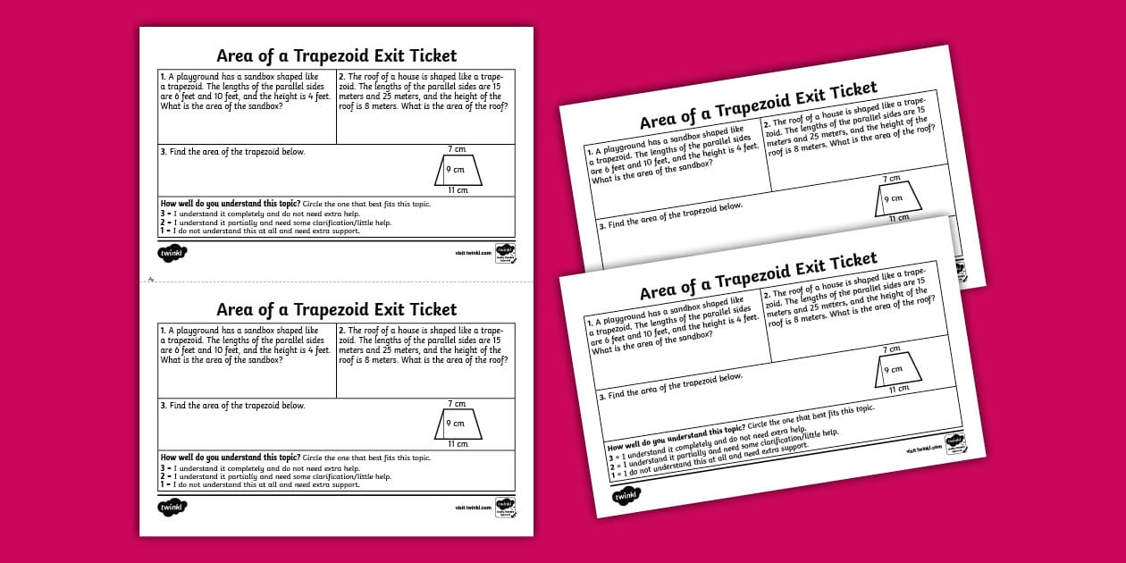 Seventh Grade Area of a Trapezoid Exit Ticket (teacher made)