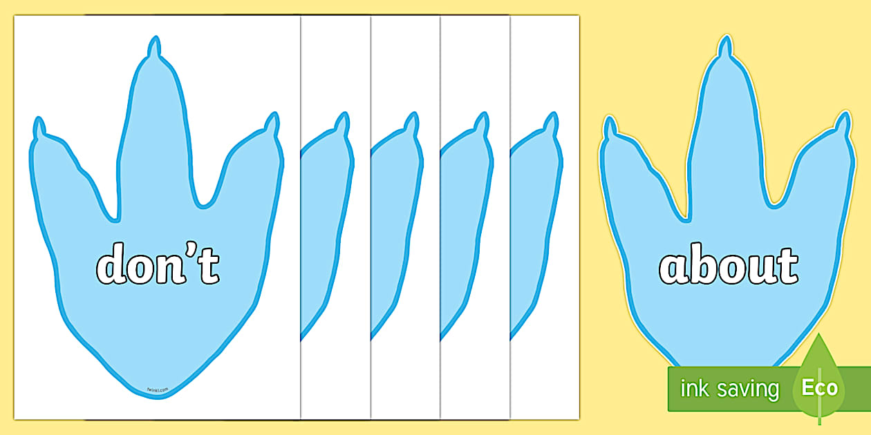Cursive Phase 5 Words on Dinosaur Footprints (teacher made)