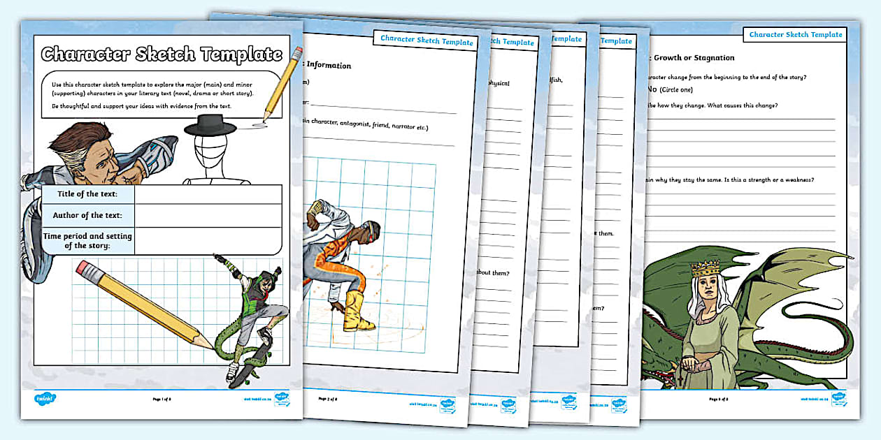 Character Sketch Template (teacher made) - Twinkl