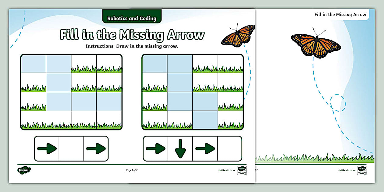 Robotics and Coding Fill in the Missing Arrows - Twinkl