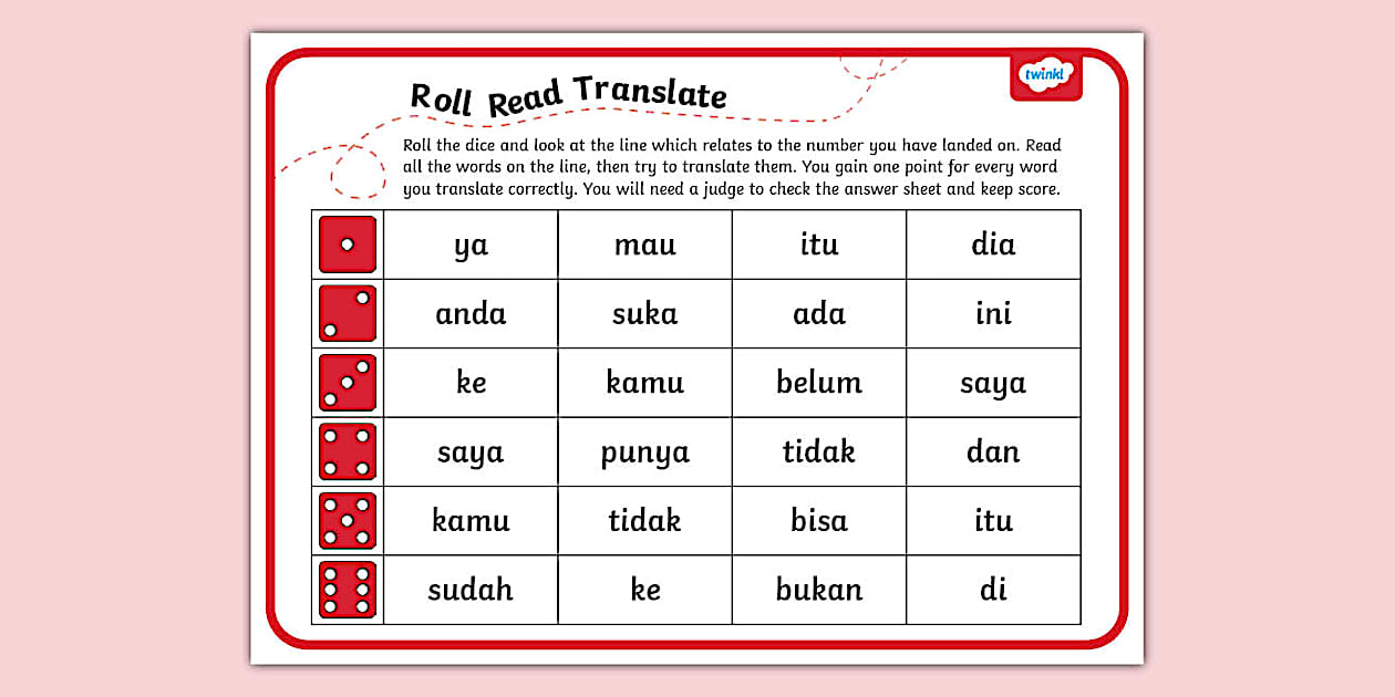 Indonesian High Frequency Words - Roll Read Translate