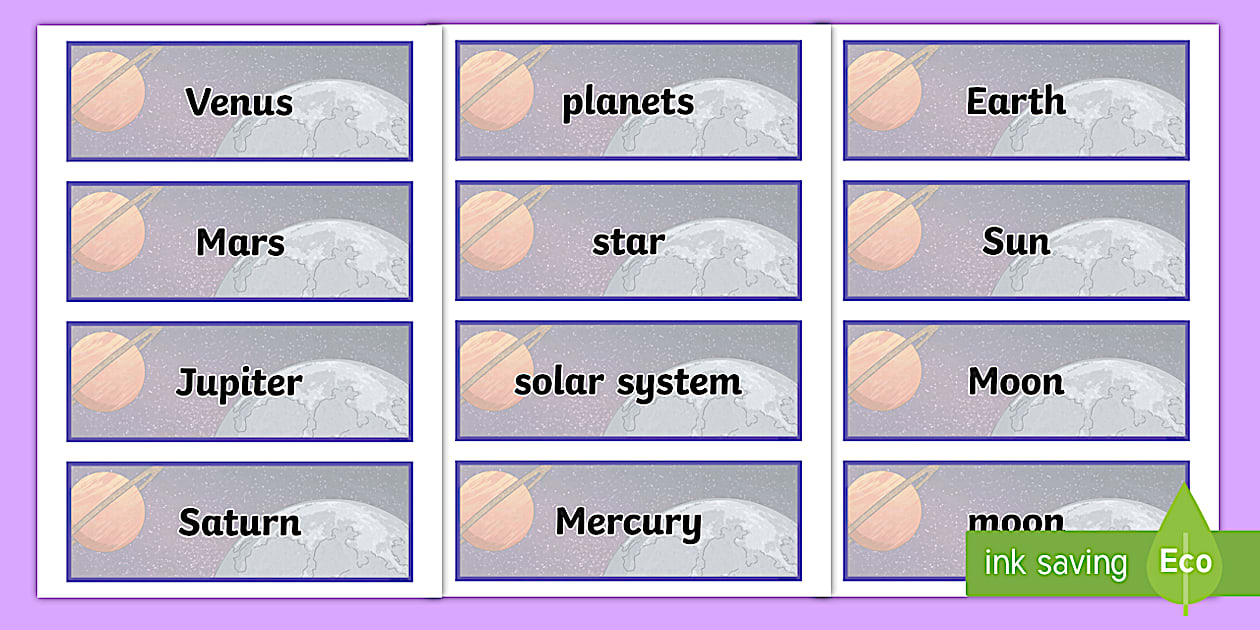 Year 5 Earth and Space Scientific Vocabulary Cards - science