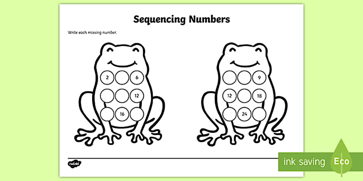 Editable Sequencing Numbers Frog Worksheet - Twinkl