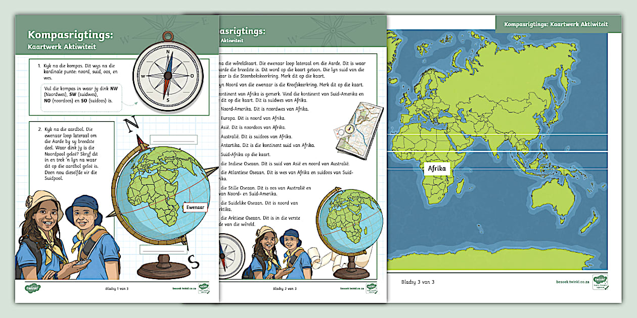Kompasrigtings Kaartwerk Aktiwiteit (teacher made) - Twinkl