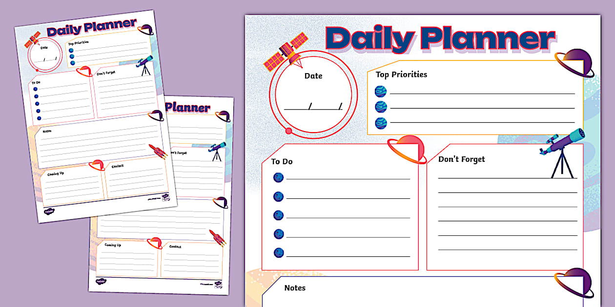 Space-Themed Daily Planner (teacher made) - Twinkl