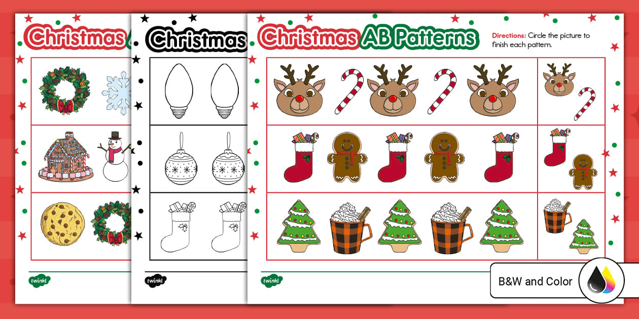Christmas Patterns Activities for PK-K - Twinkl
