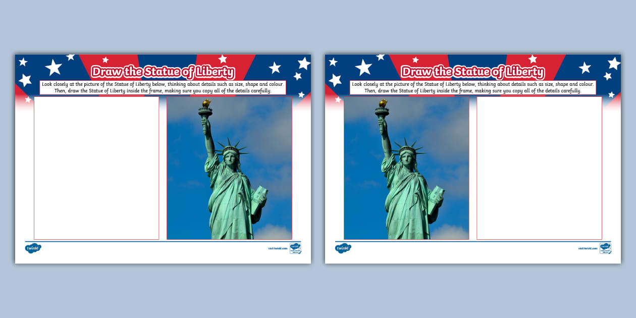 Draw the Statue of Liberty Worksheet (Teacher-Made) - Twinkl