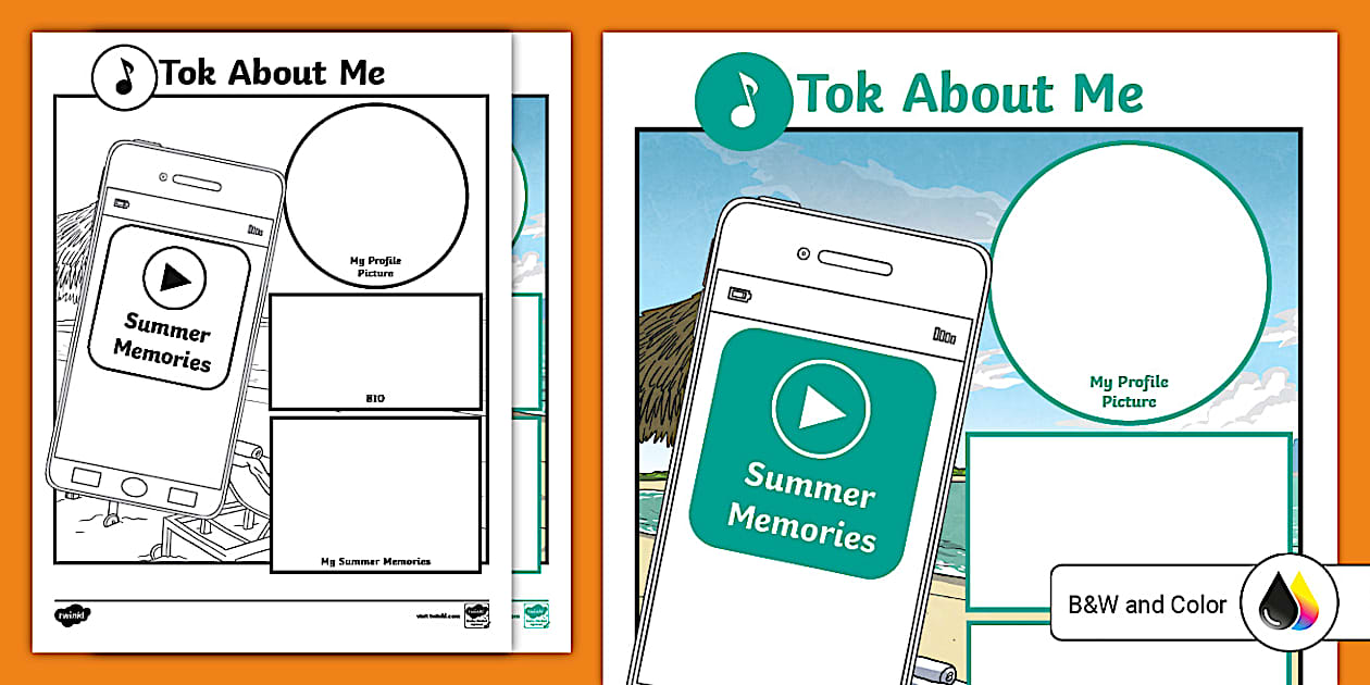 Tok About Me Back to School Summer Reflection Worksheet