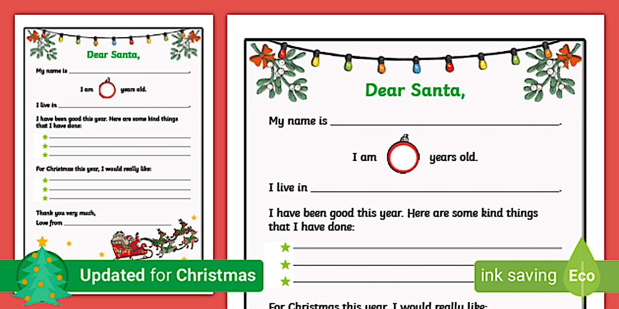 Santa Letter Template - Christmas - Parents (teacher made)