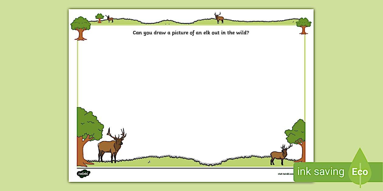 Elk Drawing Prompt Worksheet | Drawing and Art | Twinkl KS1