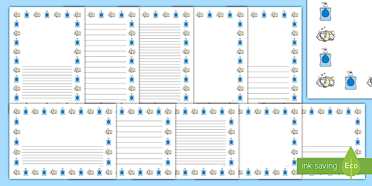 Editable Wash Hands Page Borders (teacher made) - Twinkl