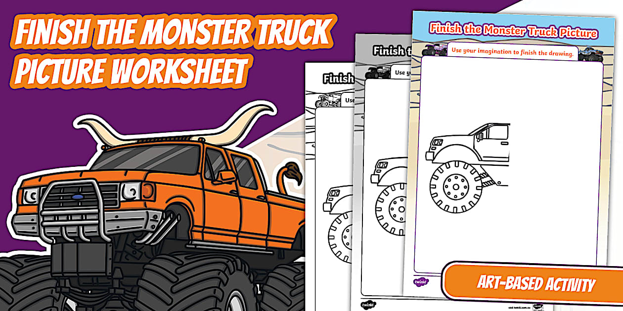 * NEW * Finish the Monster Truck Picture Worksheet