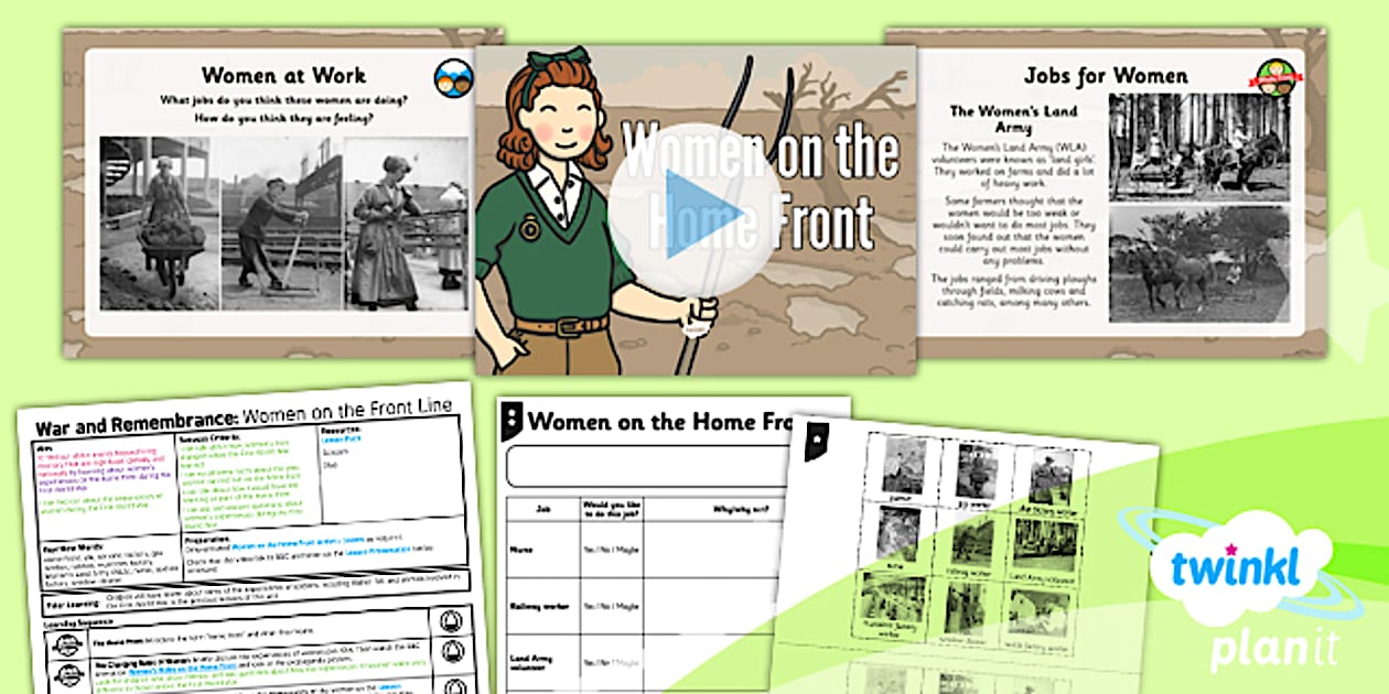 History: War and Remembrance: Women on the Home Front KS1 Lesson Pack 5