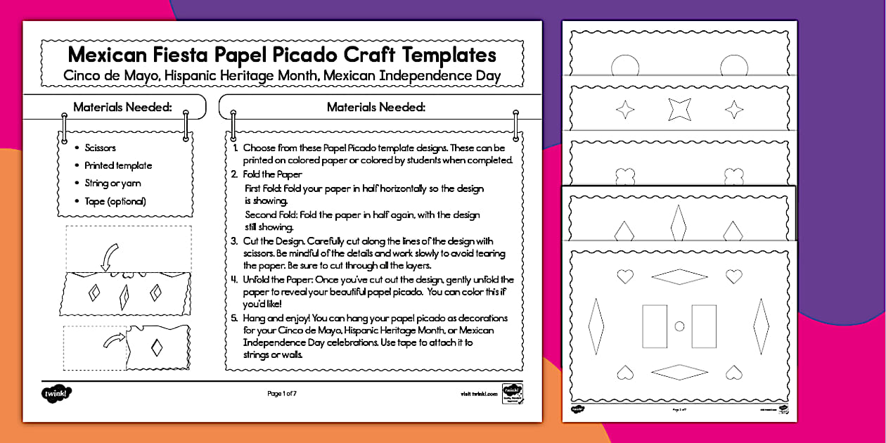 FREE Mexican Fiesta Papel Picado Craft Templates | Cinco de Mayo