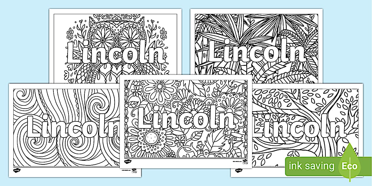 Lincoln Mindfulness Name Colouring Activity | Twinkl | KS1