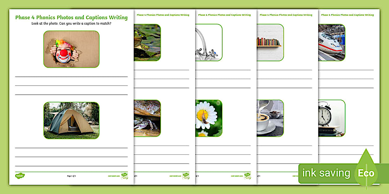 Phase 4 Phonics Photos and Captions Writing Activity