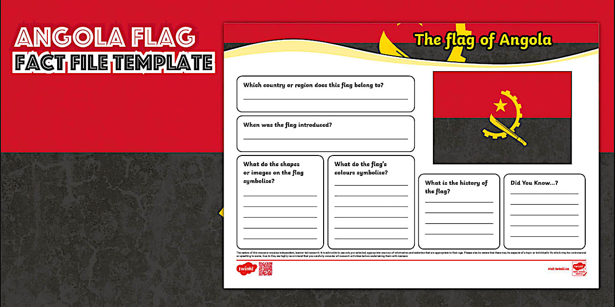 Angola Flag Fact File Template - Twinkl Social Studies