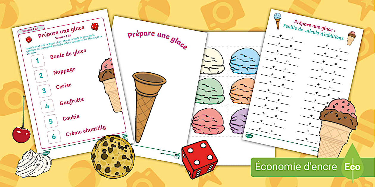 Jeu d'additions et multiplications - crée ta propre glace