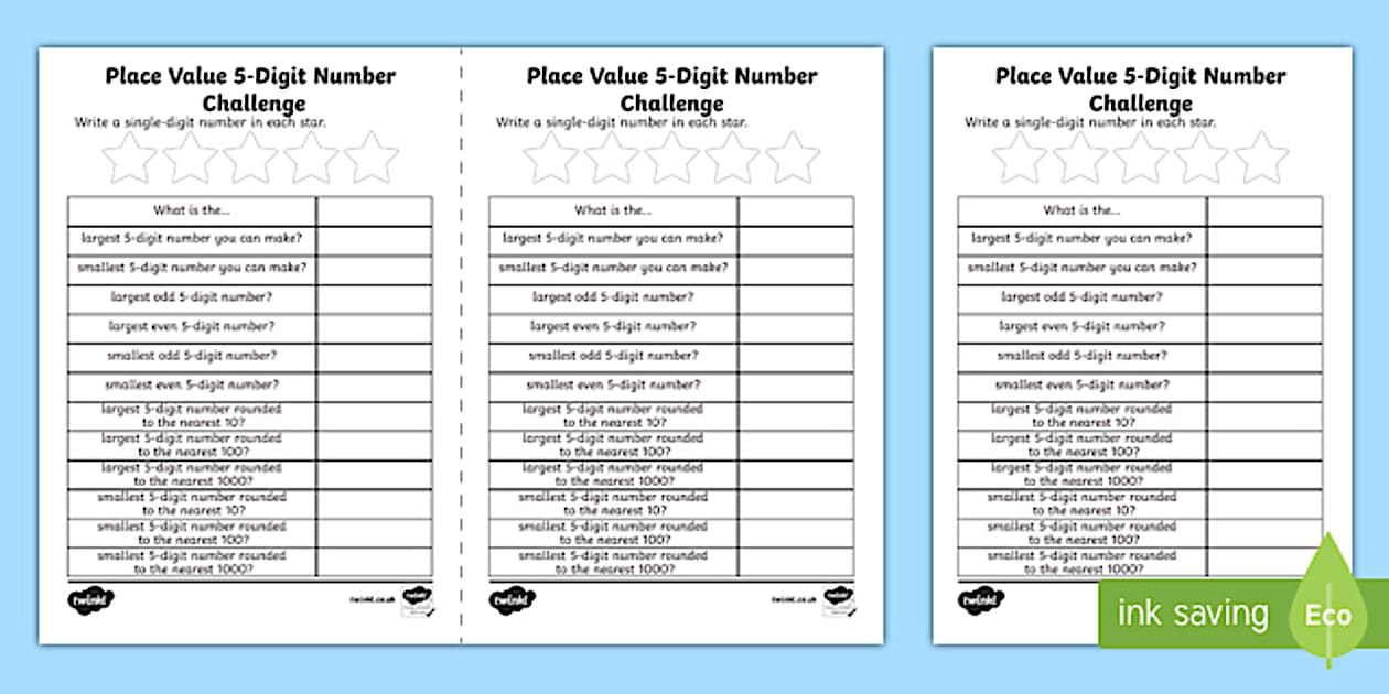 Place Value 5-Digit Number Challenge Worksheet / Worksheet-Scottish ...