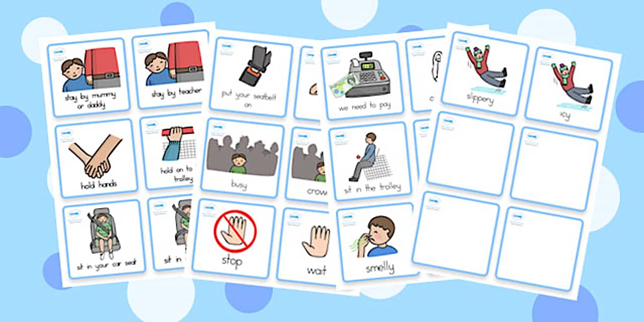 Special Needs Communication Cards Out and About Boy - Twinkl